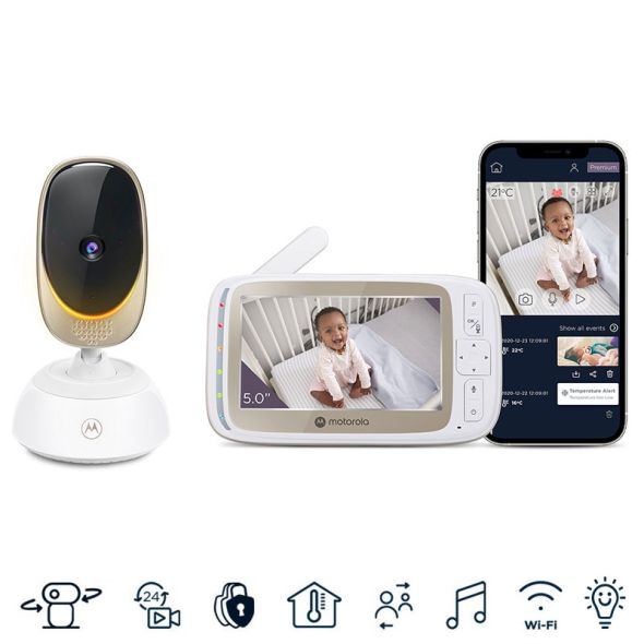 Бебефон с камера Motorola VM85 Connect 5.0” Wi-Fi® HD моторизиран⭐ 449 ...