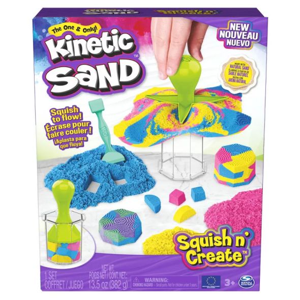 Кинетичен пясък Spin Master Kinetic Sand Squish N' Create, с аксесоари⭐ ...